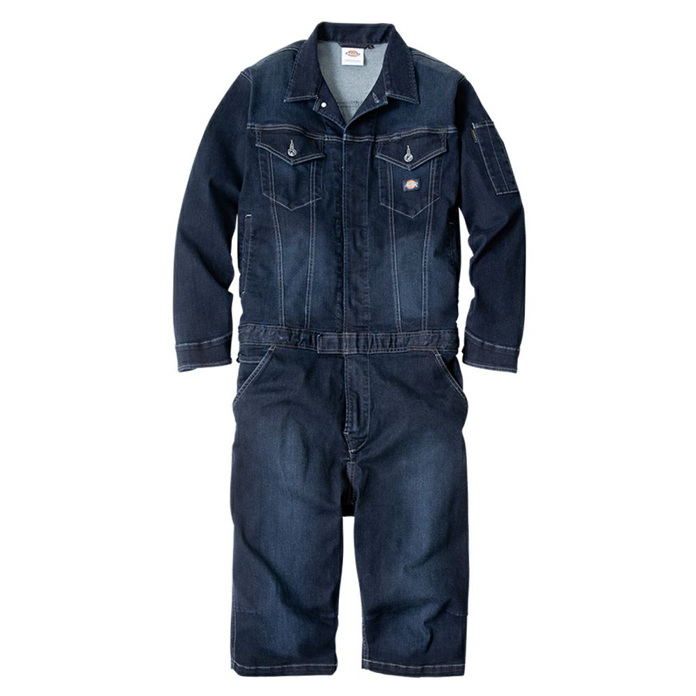 【Dickies日本ワークライン 限定品】シルキーデニム長袖つなぎショート丈|コーコス信岡公式通販